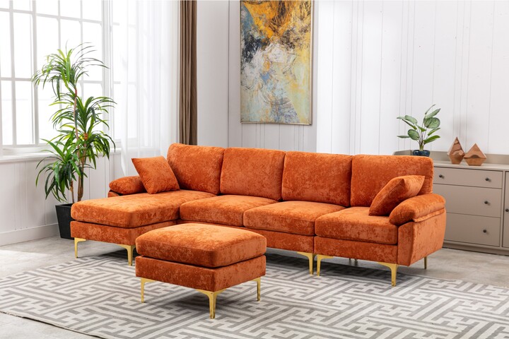 NINEDIN Modern U-Shape Sectional Sofa, Large Chenille Fabric Modular ...