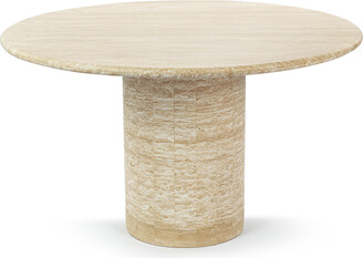 Eternity Modern Cosette Round Travertine Dining Table with Cylinder ...