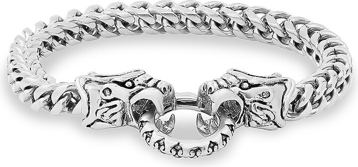 Anthony Jacobs Stainless Steel Double Dragon Head Wheat Chain Bracelet ...