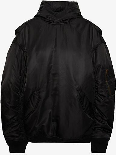 Balenciaga Womens Black Oversized Logo-embroidered hell Jacket - ShopStyle