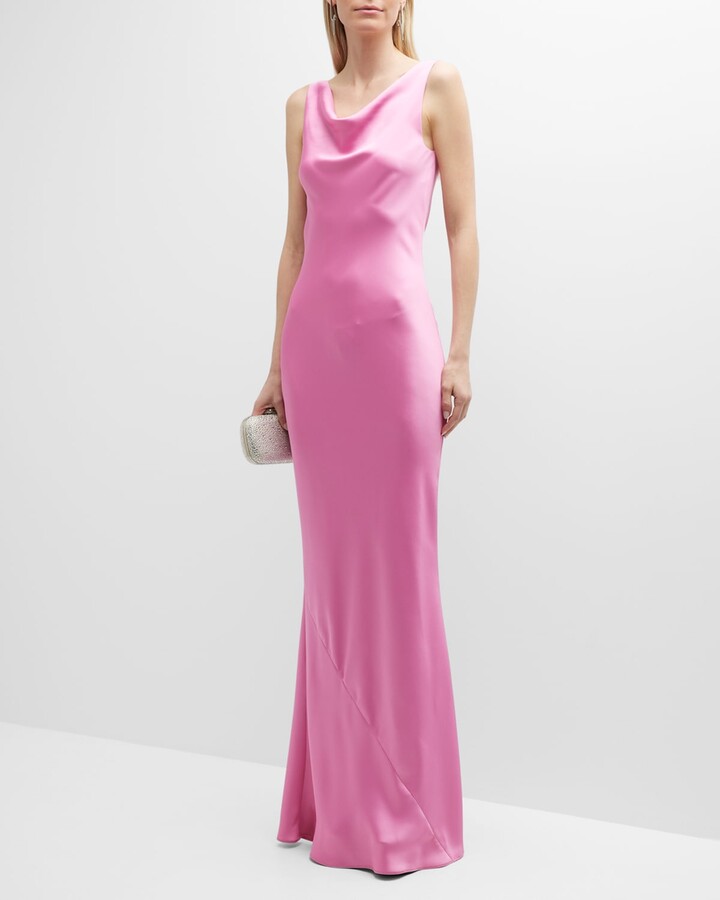 Norma Kamali Maria Cowl-Neck Crepe Back Satin Gown - ShopStyle Evening Dresses