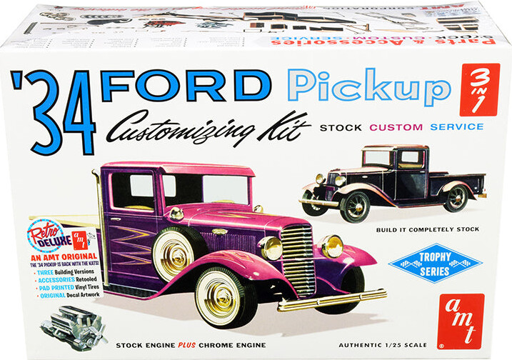 Skill 2 Model Kit 1934 Ford Pickup Truck 3 in 1 Kit "Trophy Series" 1/ ...