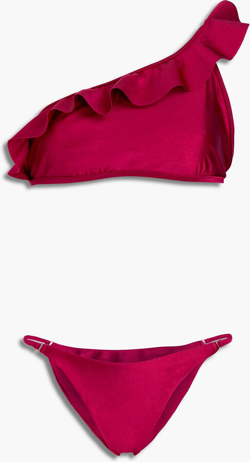 Zimmermann One-shoulder ruffled bikini - ShopStyle Two Piece Swimsuits