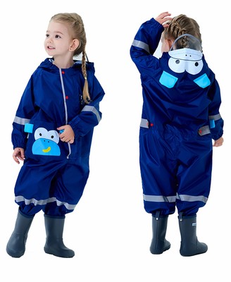 JinBei Girls Puddle Suit for Kids Waterproof Suit All in One Raincoat ...