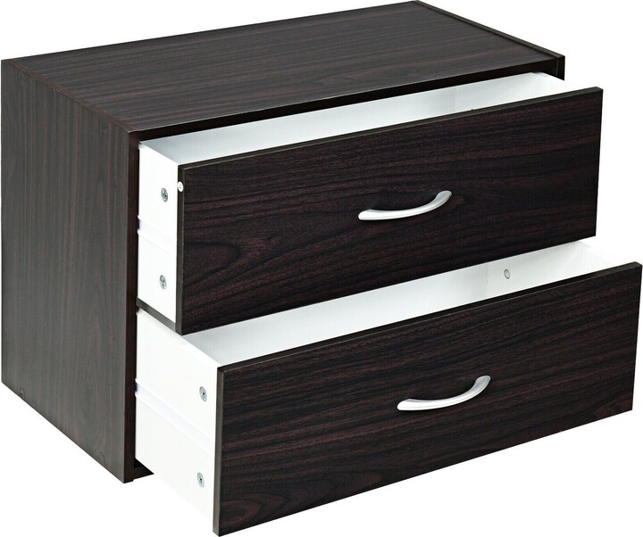 2-Drawer Stackable Horizontal Storage Cabinet Dresser Chest with ...