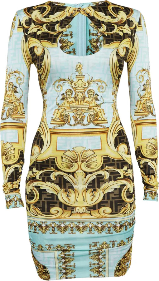 Fendi Fendace Gold Baroque Mini Dress - ShopStyle
