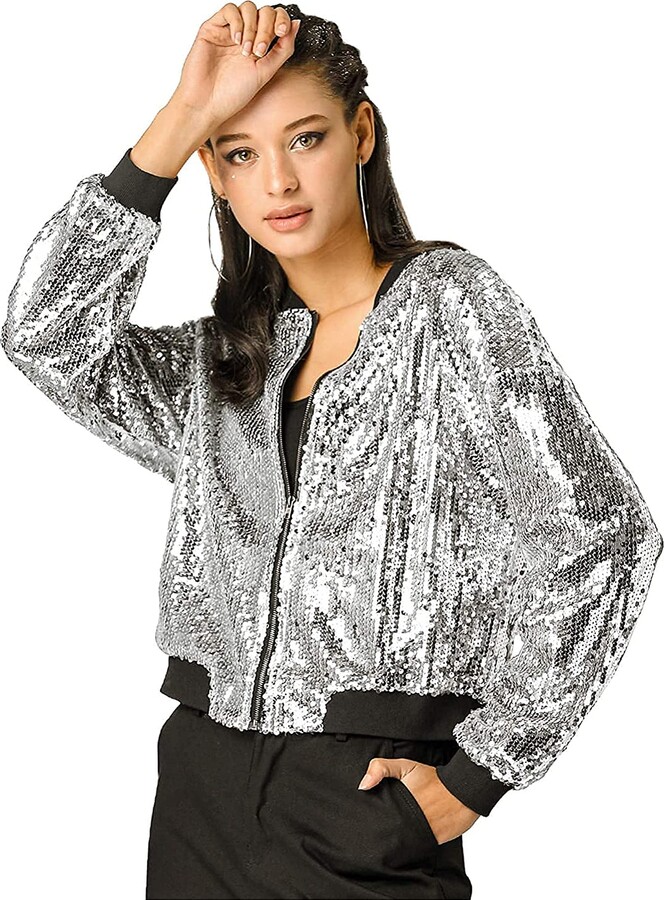 Candid Styles Ladies Sequin Glitter Multi Coloured Jacket #(Silver Sequin Jacket # UK 16-18 ...