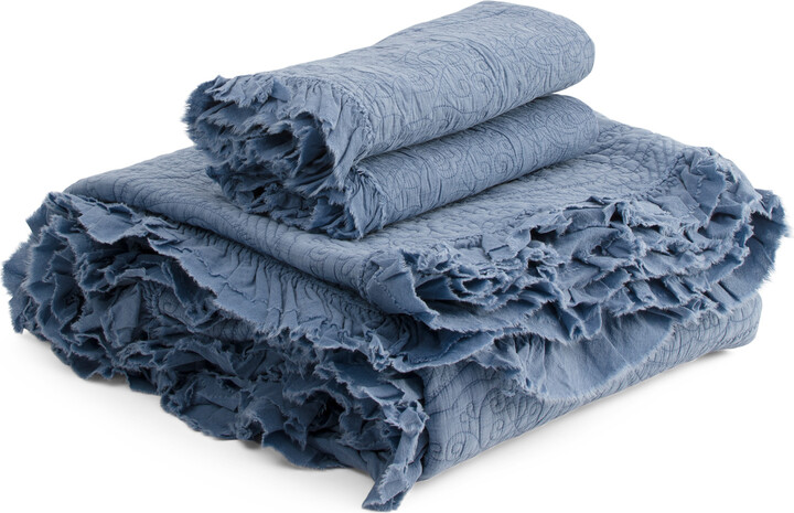 Elise and James Stonewash Embroidered Ruffle Quilt Set - ShopStyle