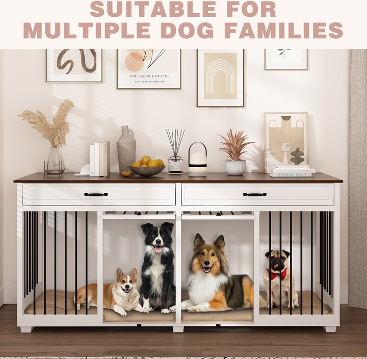FUFU&GAGA Furniture Style Dog Crate,Wooden Large Dog Kennel with removable trays - ShopStyle Pet ...