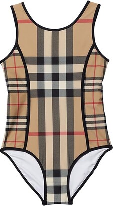 Burberry Children Nigella Check (Little Kids/Big Kids) (Archive Beige IP Check) Girl's Swimsuits ...