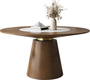 STAR BANNER Built-in Turntable Table Home Nordic Solid Wood Ro Round ...