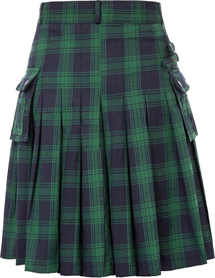 HUFFA Kilt for Men Scottish Traditional Tartan Utility Kilt Cargo Plaid Pleated Skirts Big and ...