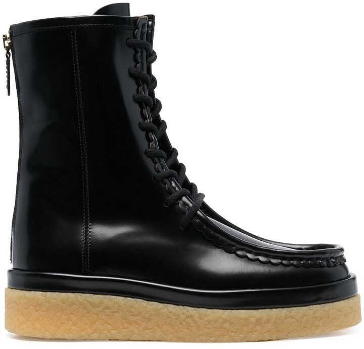 Chloé Leather Lace-Up Ankle-Boots - ShopStyle