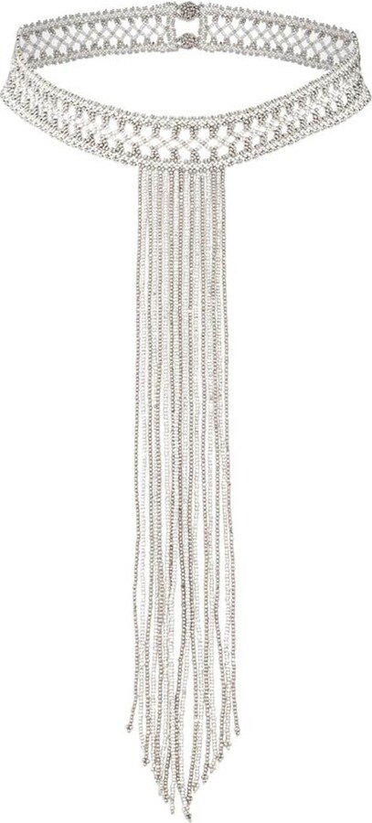 Kuu - Open-Weave Fringe Choker - Platinum, Silver - ShopStyle Necklaces