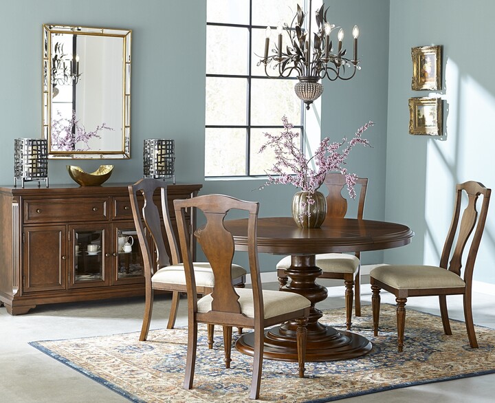 Orle Round Dining Furniture, 5 pc Set (54" Round Dining Table & 4 Side ...