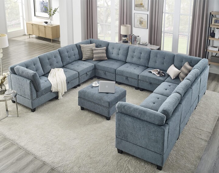 Aprilsoul U Shape Modular Sectional Sofa，DIY Combination，Includes Seven ...