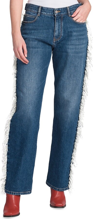 Stella McCartney Fringed Straight-Leg Mid-Rise Jeans - ShopStyle