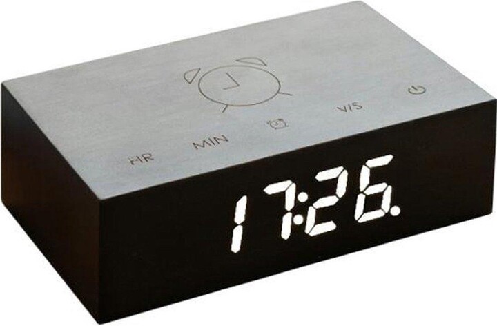 Gingko Design Flip Click Clock with LED Display & Alarm Black Wood ...