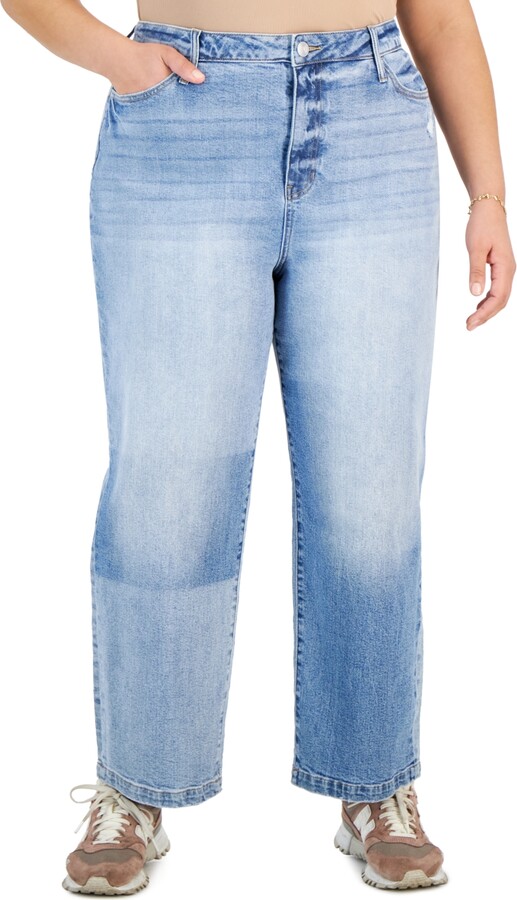 And Now This Plus Size Ultra-High-Rise Two-Tone Jeans - ShopStyle