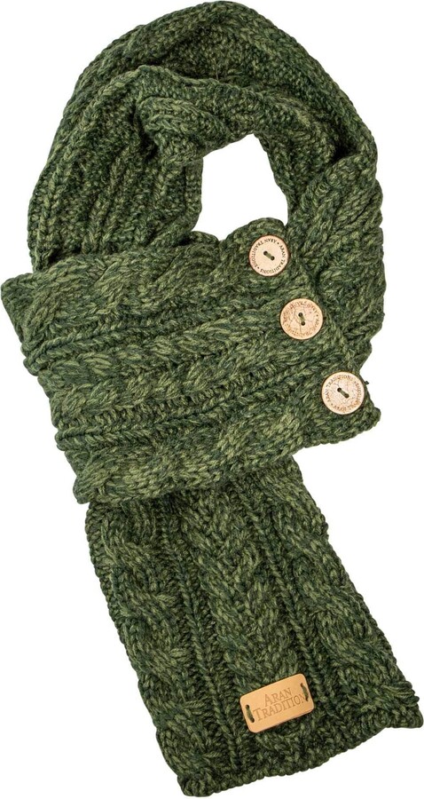 Aran Traditions Aran Cable Knit Button Scarf - ShopStyle Scarves