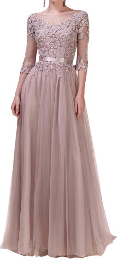 Andrea & Leo Couture Dusty Floral Sleeve Gown In Mauve - ShopStyle ...