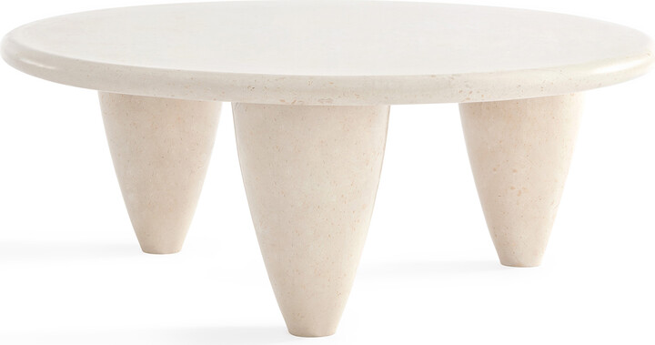 Eternity Modern Percy Contemporary Round Stone Coffee Table with Three ...