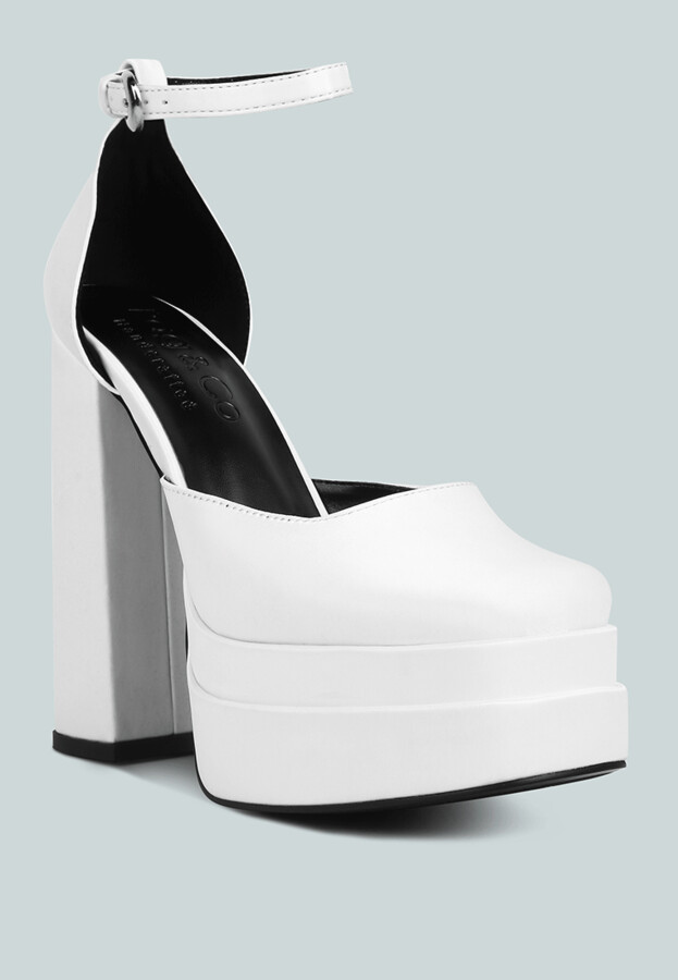Rag & Co MARTINI White Sky High Platform Sandals - ShopStyle