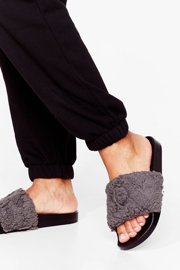 Nasty Gal Womens Foot in Mouth Moment Faux Fur Sliders - ShopStyle Sandals