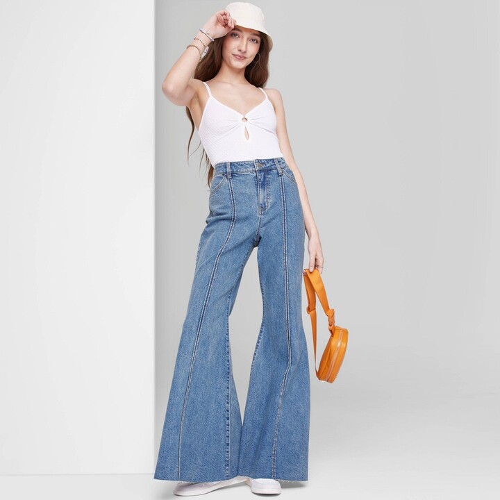 Wild Fable Women's Super-High Rise Extreme Flare Jeans Medium Wash 00 ...