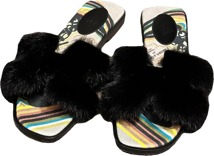 Hermes Oran mink mules - ShopStyle