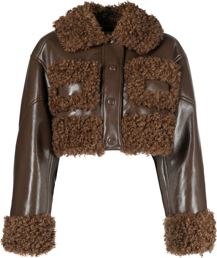Stand Studio Brown Fleur Faux-Fur Trim Jacket - ShopStyle Fur ...