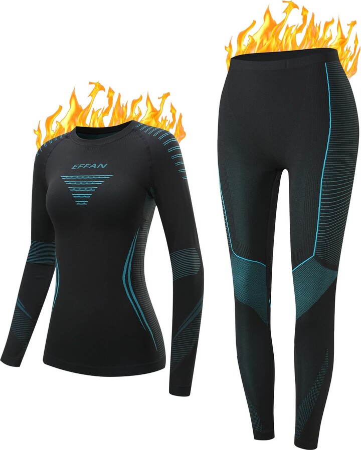 EFFAN Base Layer Women Ladies Thermal Underwear Ski Thermals Winter Warm Breathable Top and ...
