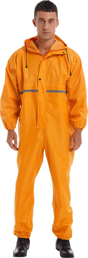 YiZYiF Mens Hooded Raincoat Waterproof Coveralls Professional Outdoor ...