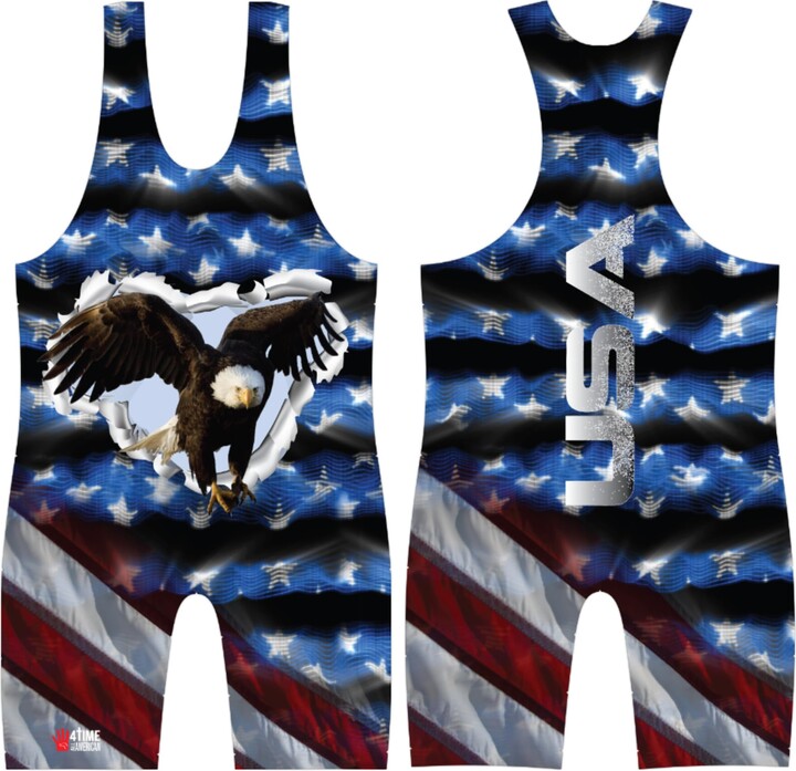 4 Time All American 4 Time Wrestling Singlet for Men and Youth ...