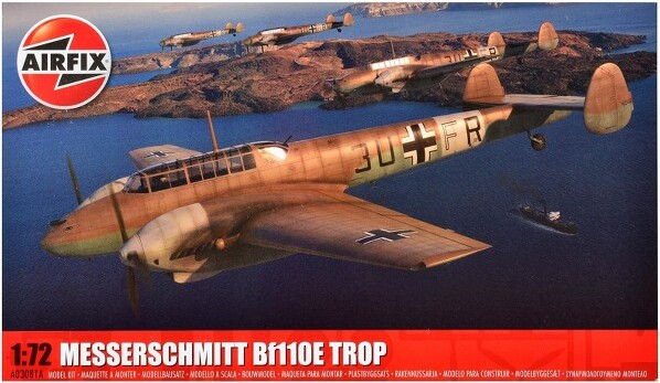 Level 2 Model Kit Messerschmitt Bf110E/E-2 TROP Fighter Aircraft with 2 Scheme Options 1/72 ...