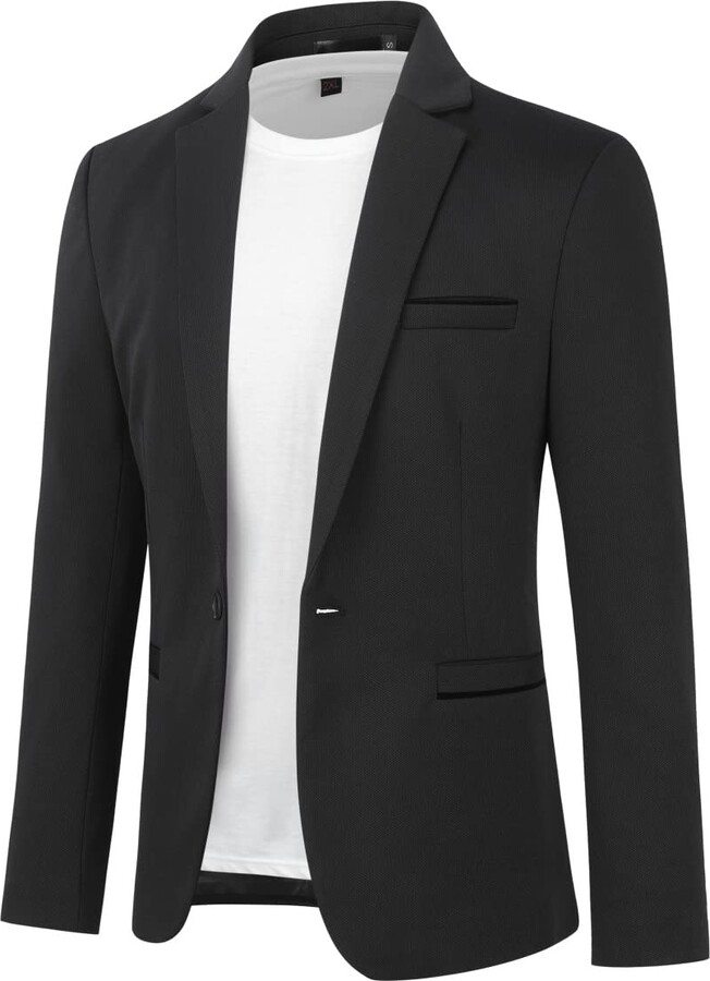 Allthemen Mens One Button Blazer Casual Slim Fit Blazer Jacket ...