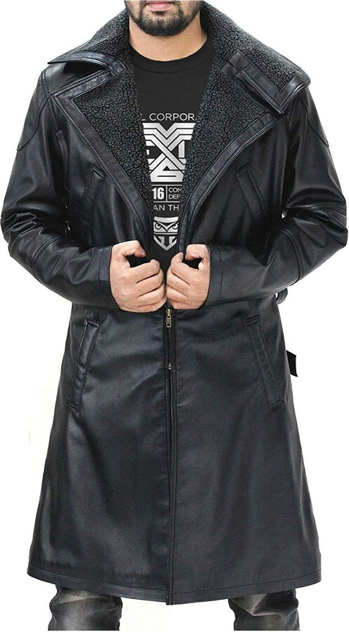 LP-FACON Officer K Ryan Gosling 2049 Blade Runner Long Trench Leather Coat Jacket - Leather ...