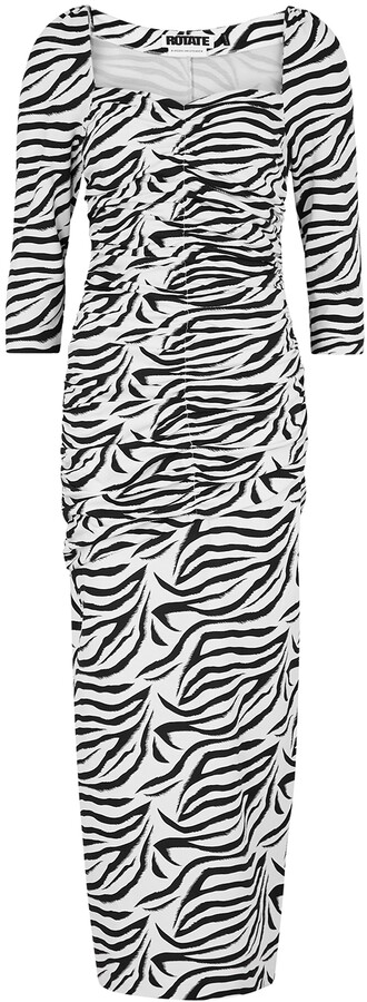 Rotate by Birger Christensen Freya zebra-print stretch-jersey midi ...