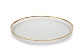 Classic Touch Decor Set of 4 Pebbled Glass Dinner Plates Raised Rim ...