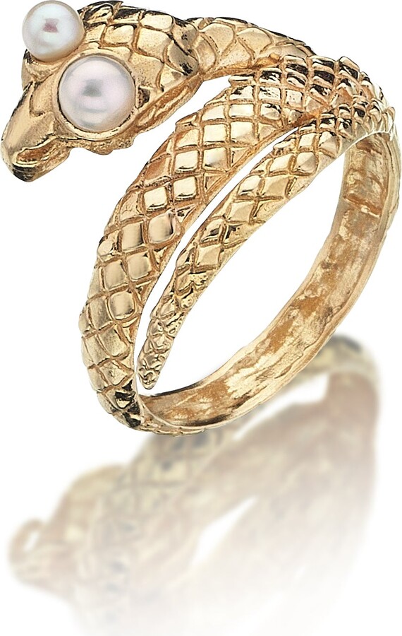 Meri Lou Jewelry Pearl Eye Python Ring (14K Gold) - ShopStyle