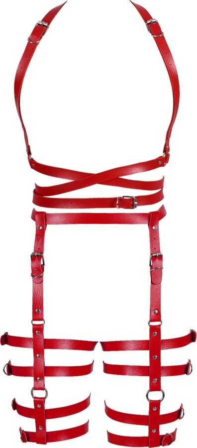 BBOHSS Women's Body Harness Leather Punk Bra Suit Garter Belt Club ...