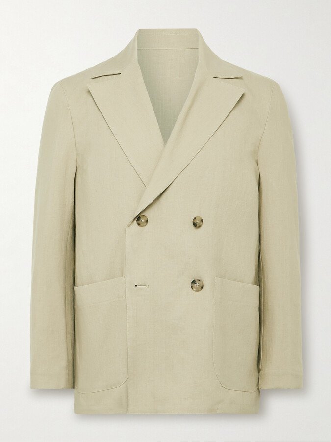 Stòffa Unstructured Double-Breasted Washed-Linen Blazer - ShopStyle