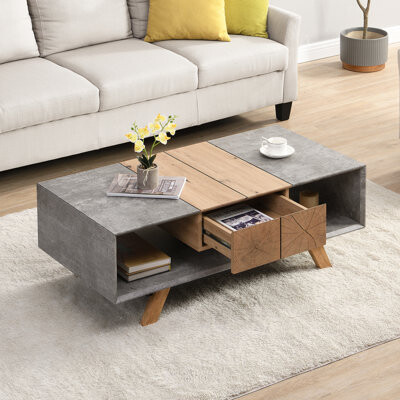 Wrought Studio Isbella 4 Legs Rectangular Coffee Table with Storage For ...