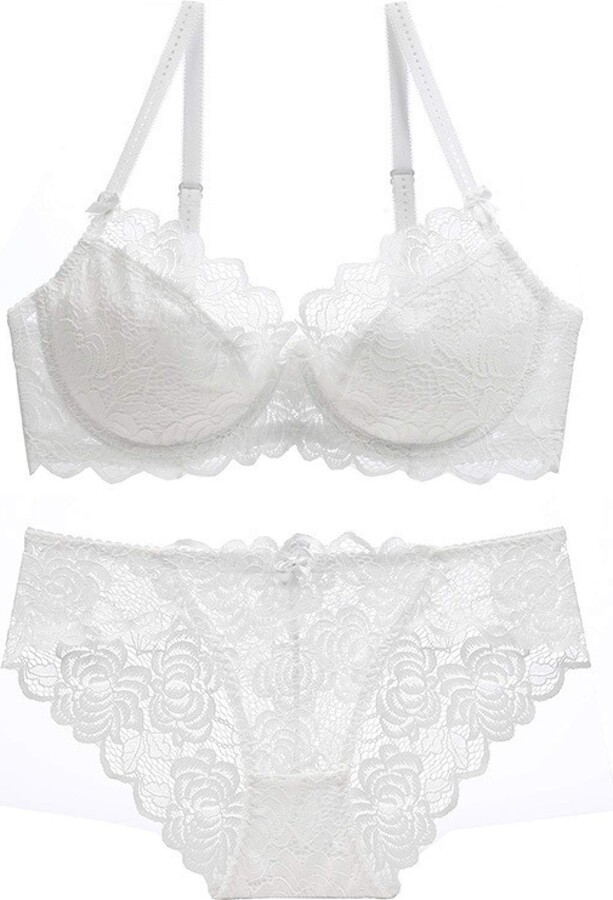 Necalisi bralette White Women Soft Lace Bra and Panty Set Underwire ...
