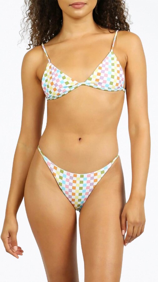 NIRVANIC Hali String Bikini Bottom In Eco Rainbow Check - ShopStyle Two Piece Swimsuits