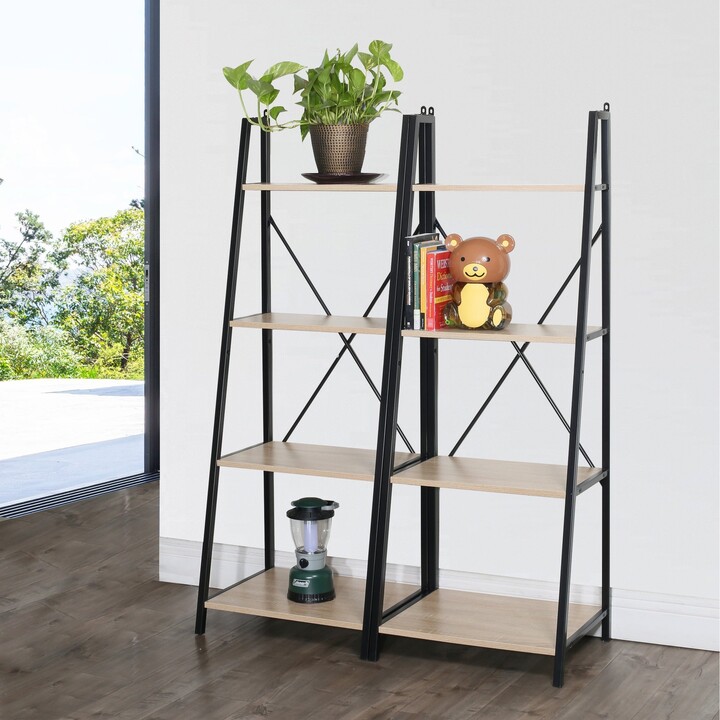 Carbon Loft Cavendish Industrial Ladder Shelf 4-tier Wood Shelves with ...