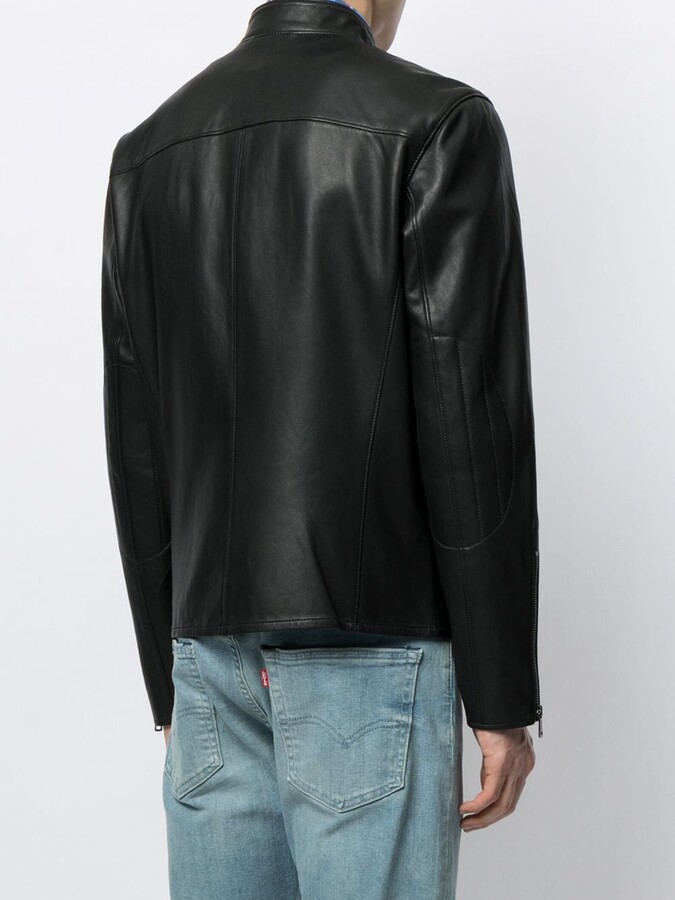Polo Ralph Lauren Cafe Racer leather jacket - ShopStyle