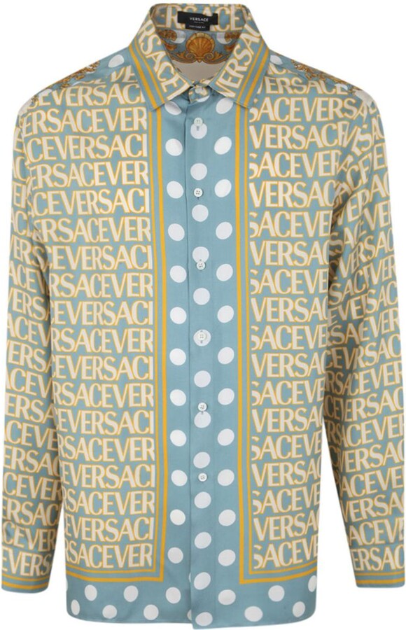 Versace Informal Shirt Combo Logomania Twill Silk Fabric Baroque Polka ...