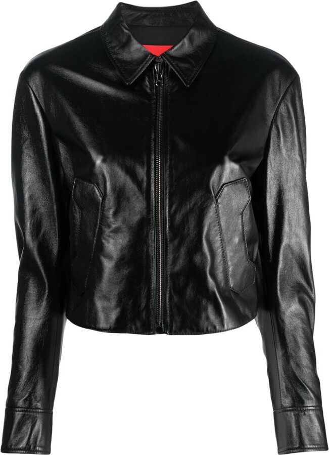 Ferrari Logo-Plaque Patent Leather Jacket - ShopStyle