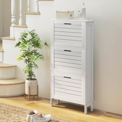 Ebern Designs Nordquist Narrow Shoe Storage Cabinet For Entryway With 3 ...